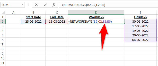 How to Calculate Workdays With a Function in Microsoft Excel