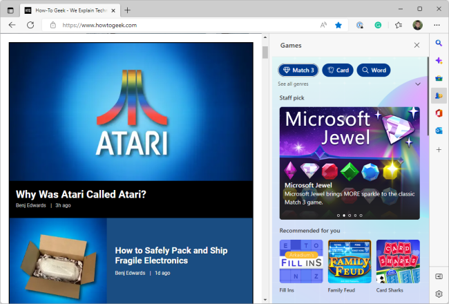 Microsoft Edge's Annoying New Sidebar Includes MSN Games