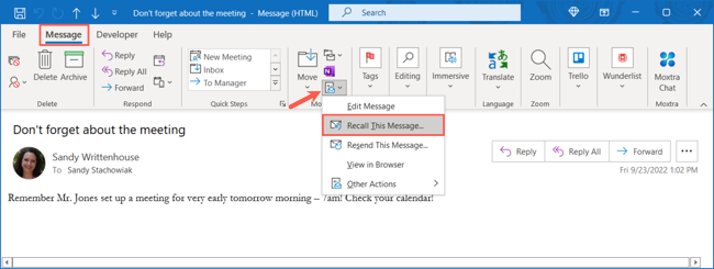 How to Recall an Email in Microsoft Outlook