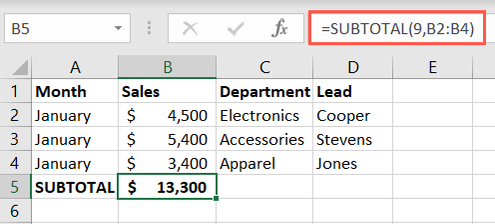How to Use the SUBTOTAL Function in Microsoft Excel