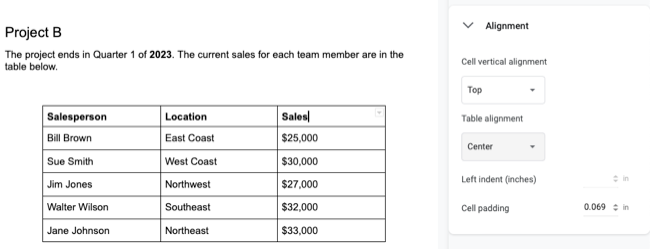 How to Move a Table in Google Docs