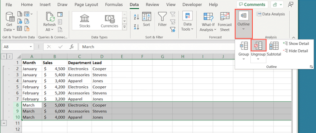 How to Group and Collapse Rows in Microsoft Excel