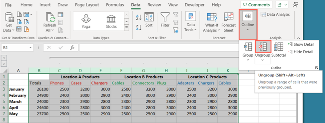How to Group Columns in Microsoft Excel