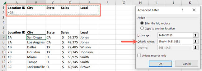 How to Use an Advanced Filter in Microsoft Excel