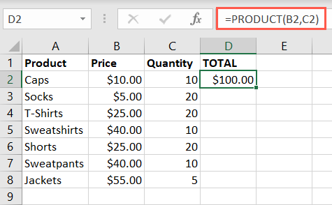 How to Multiply Columns in Microsoft Excel