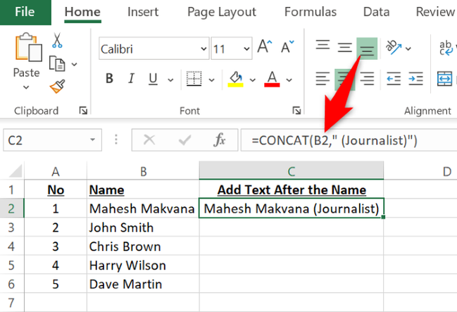 How to Add Text to a Cell With a Formula in Excel
