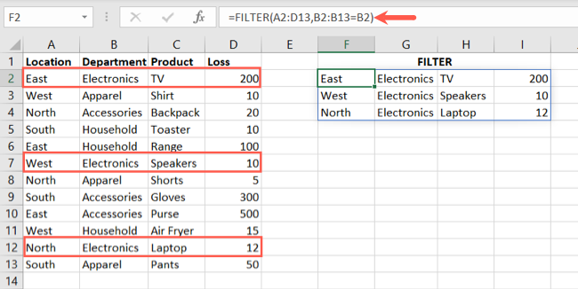 How to Use the FILTER Function in Microsoft Excel