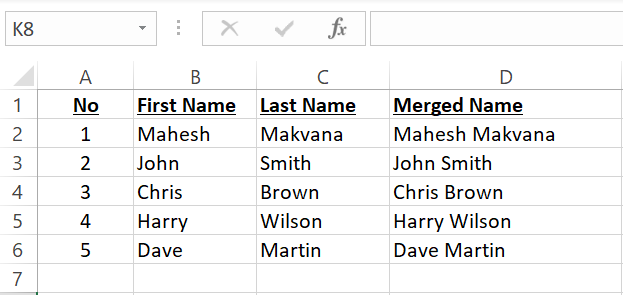 How to Combine First and Last Names in Microsoft Excel