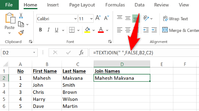 How to Combine First and Last Names in Microsoft Excel
