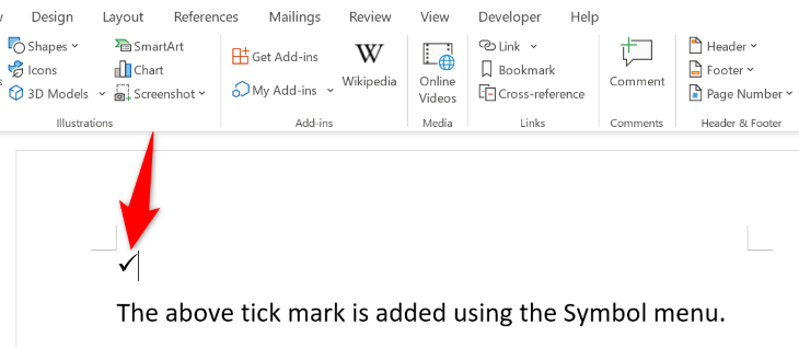 How to Add a Check Mark or Tick Mark in Word
