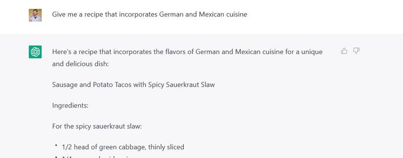 Chef ChatGPT: Cooking a Recipe Made by AI