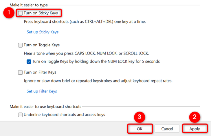 How to Turn Off Sticky Keys in Windows 11