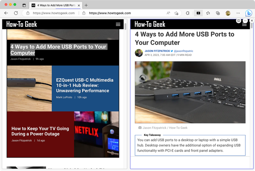 Microsoft Edge Has a New Hidden Split-Screen Mode