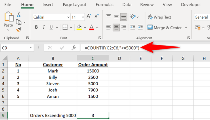 How to Use Less Than or Equal To in Excel