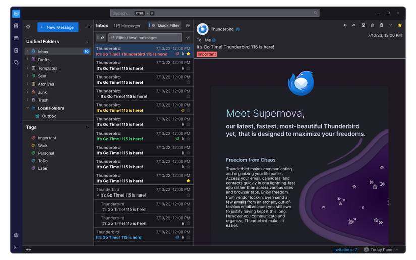 Mozilla Thunderbird 115 Arrives Today, and It Looks Great