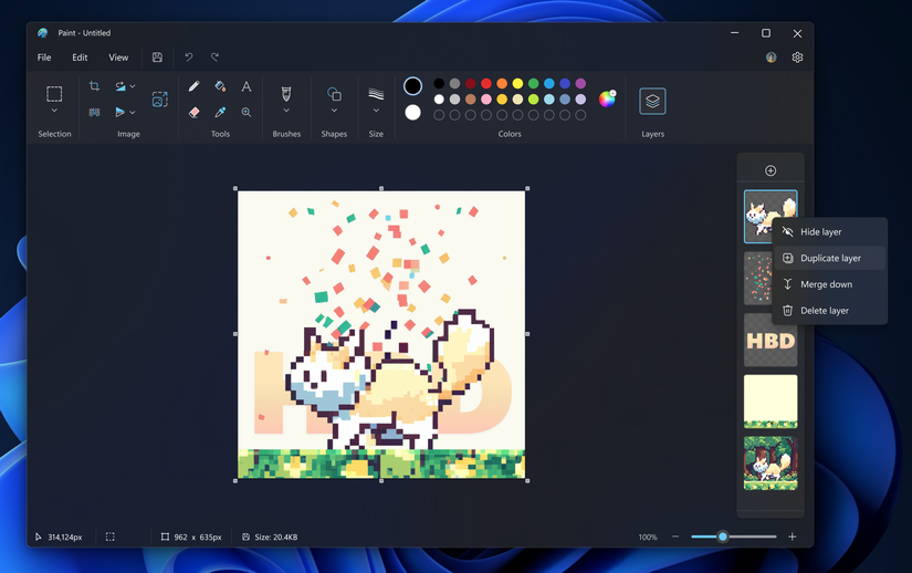 Paint in Windows 11 Is Adding Layers and Transparency