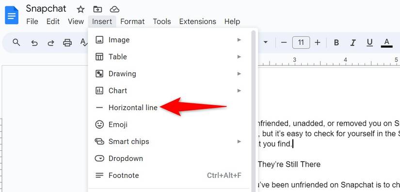 How to Insert a Line in Google Docs