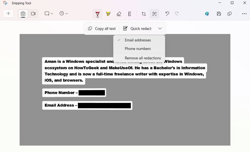 What Is the Snipping Tool’s Text Actions Feature? (And How to Use It)
