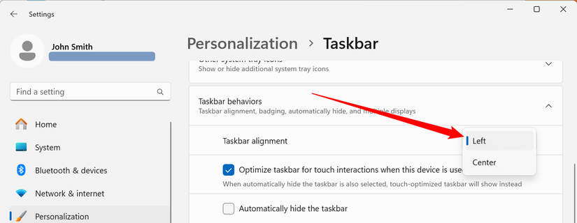How to Move the Taskbar Icons to the Left on Windows 11