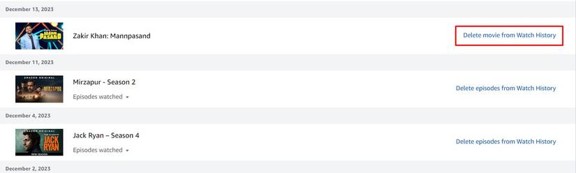 How to Delete Amazon Prime Watch History