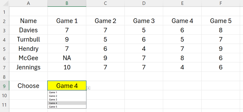 excel create chart with drop down list