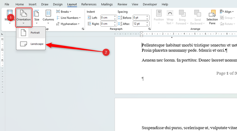 How to Make Only One Page Landscape in a Word Document