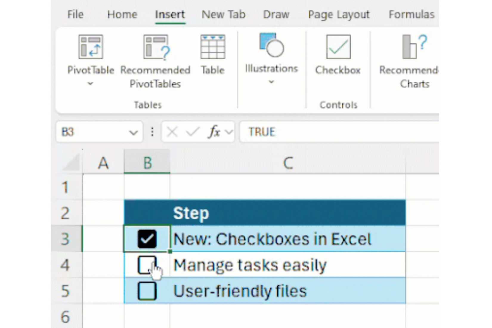 Microsoft Excel Now Offers Checkboxes