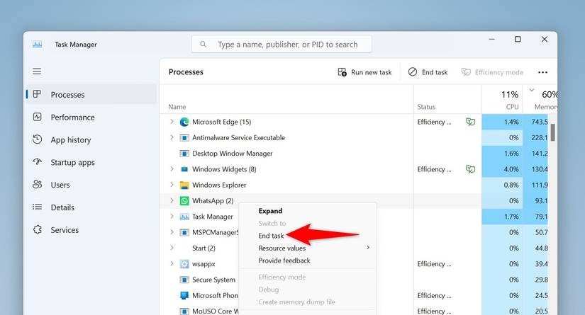 How to Close Unresponsive Apps on Windows 11