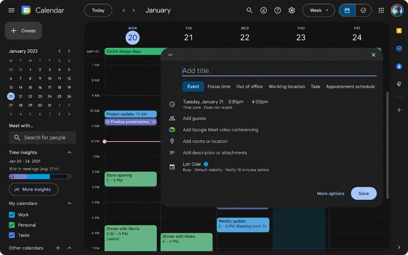 Google Calendar’s Web App Has a New Look, and Dark Mode