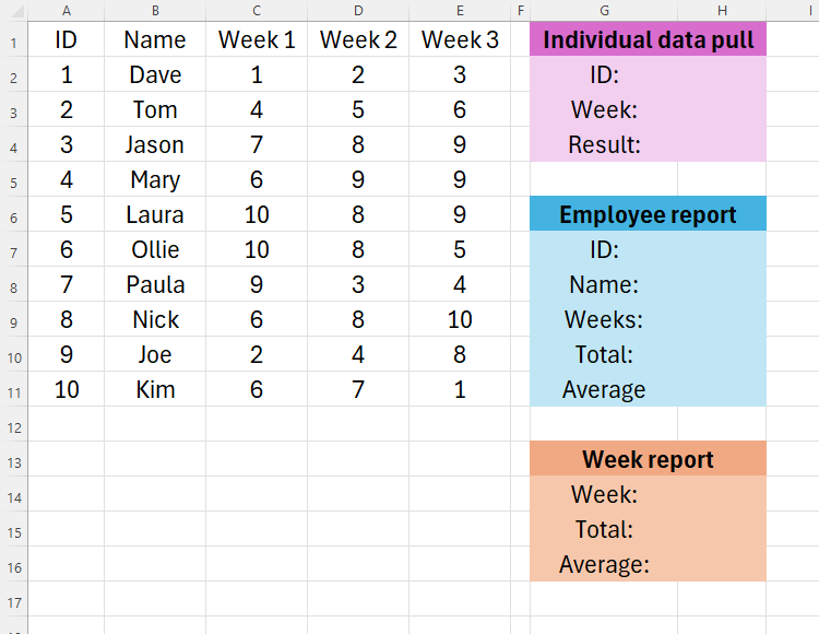 offset function excel