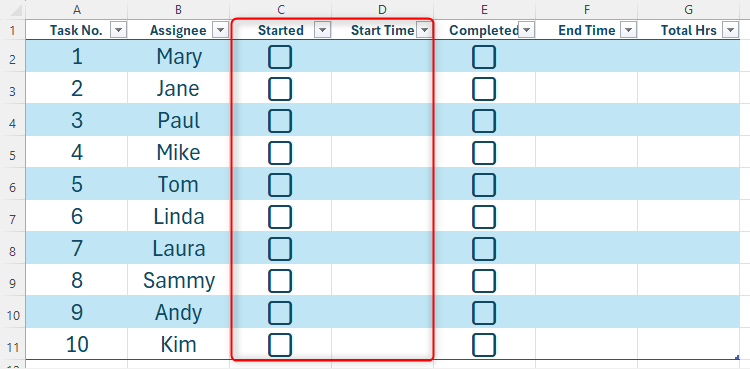 How to Add a Timestamp to Checkboxes in Excel