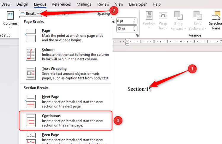 How to Use Columns in One Section of a Word Document