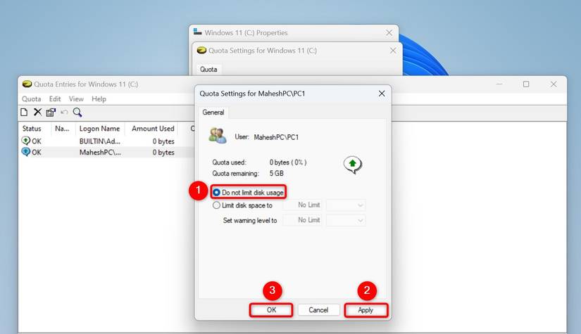 How To Use Disk Quotas To Limit User Storage On Windows 11