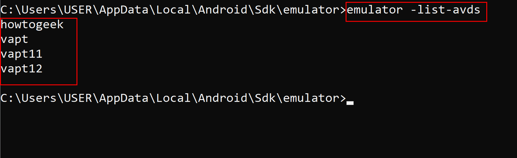 How To Start Your Android Studio Virtual Device From the Command Prompt
