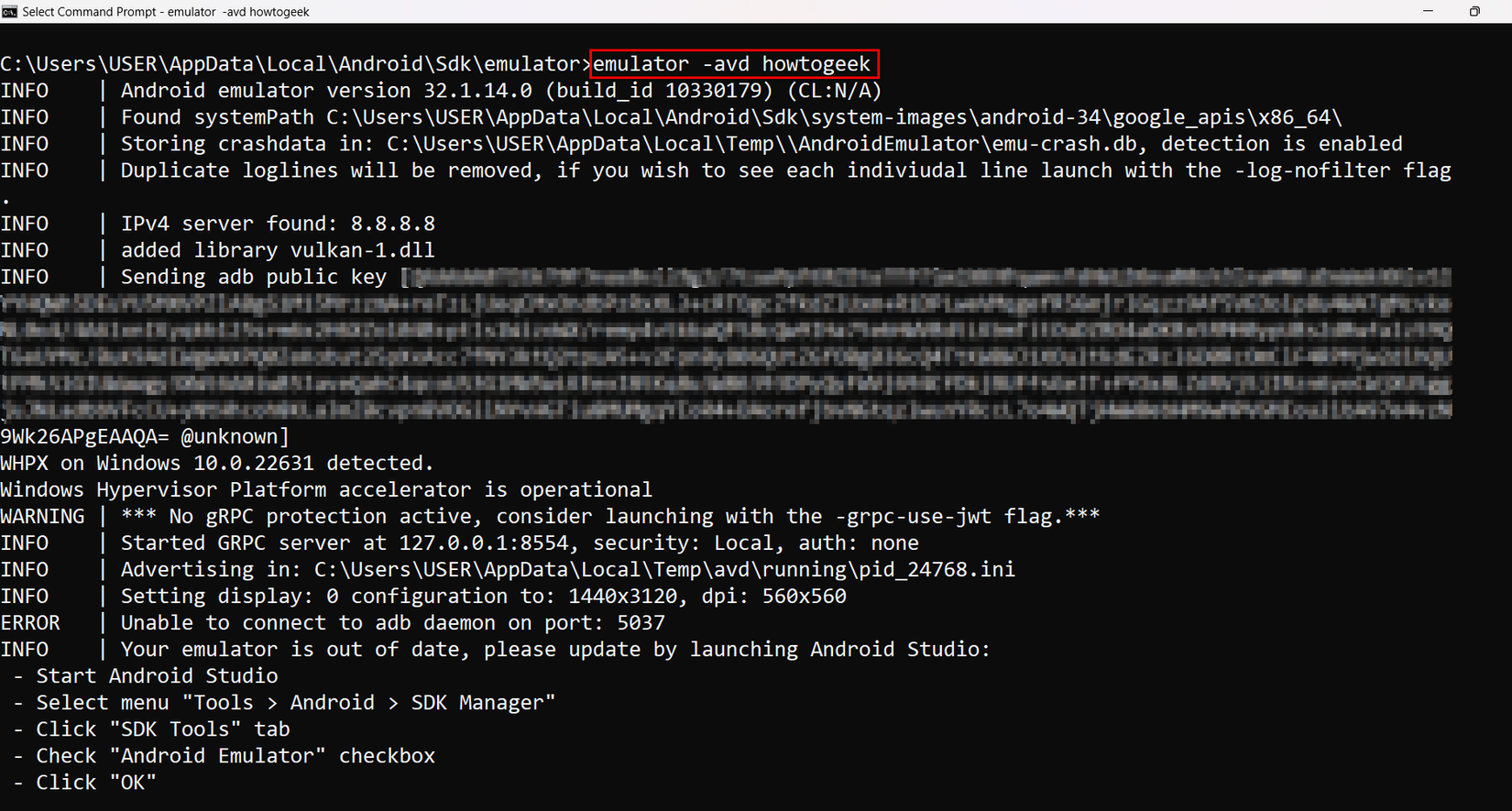 How To Start Your Android Studio Virtual Device From the Command Prompt