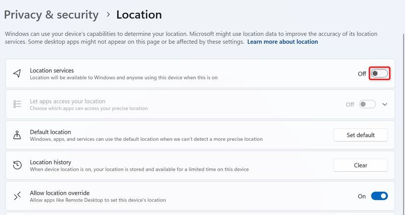 How to Disable Location Tracking on Windows 11