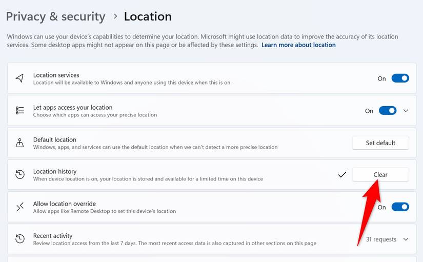How to Disable Location Tracking on Windows 11