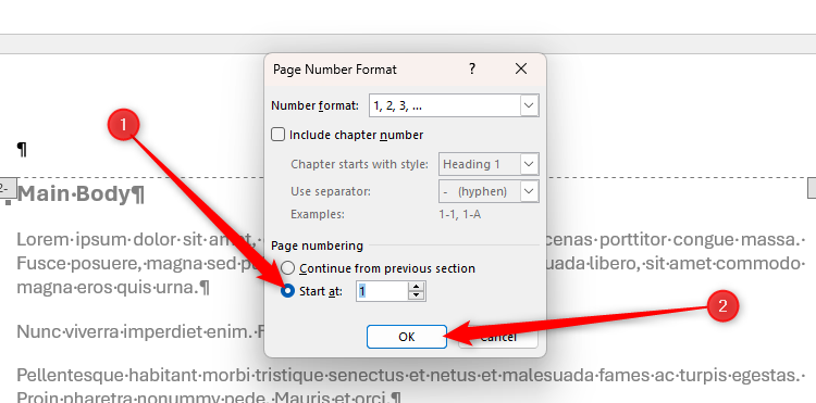How to Add Different Page Numbers to Different Sections in Microsoft Word