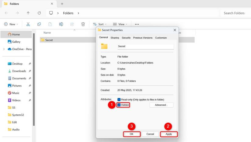 How to Create a Hidden Folder That Opens With a Shortcut on Windows 11