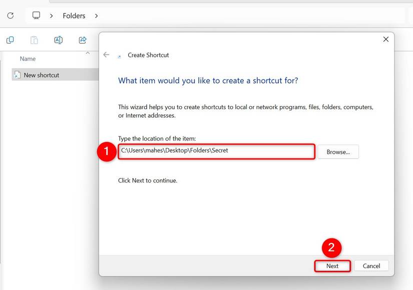 How to Create a Hidden Folder That Opens With a Shortcut on Windows 11