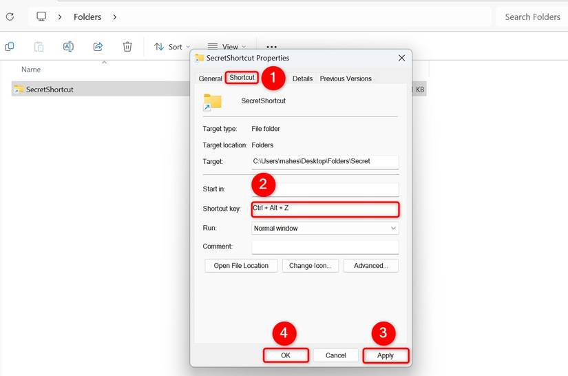 How to Create a Hidden Folder That Opens With a Shortcut on Windows 11