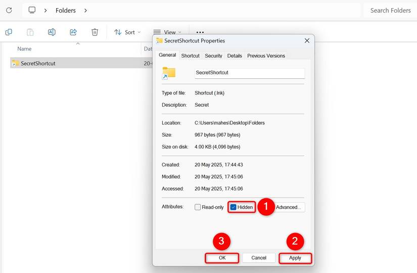 How to Create a Hidden Folder That Opens With a Shortcut on Windows 11