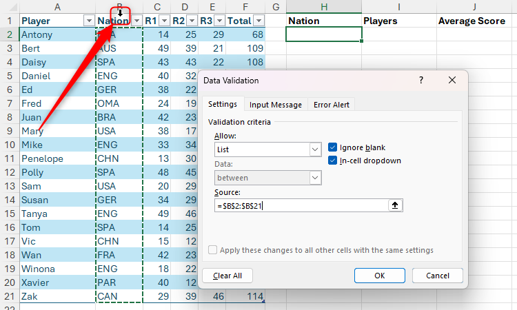 How to Create a Drop-Down List from a Column of Data in Excel