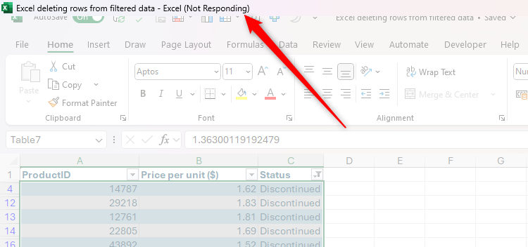 How To Delete Rows From A Filtered Range Without Crashing Excel