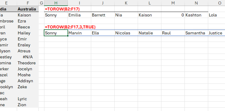 How to Use the TOCOL and TOROW Functions in Microsoft Excel