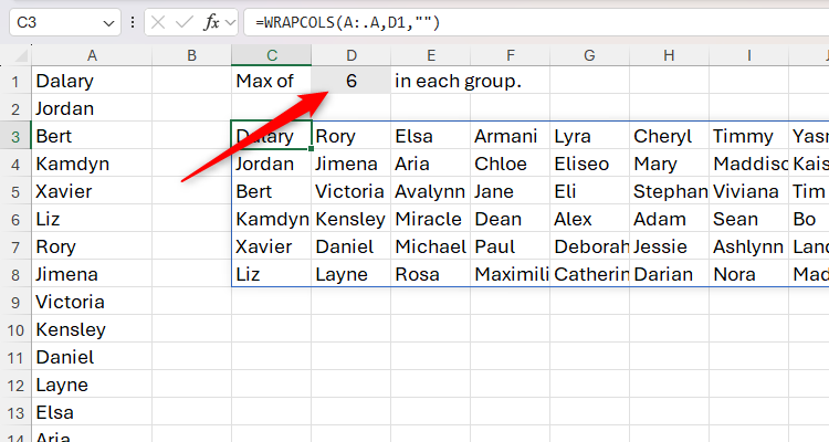 How to Use the WRAPCOLS and WRAPROWS Functions in Microsoft Excel