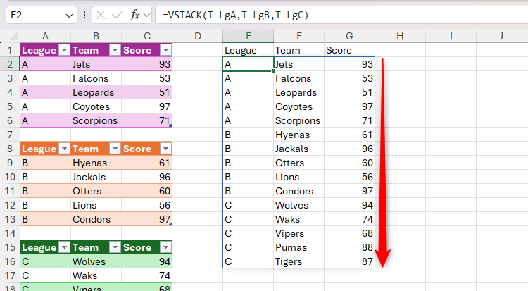 How to Use the VSTACK and HSTACK Functions in Microsoft Excel