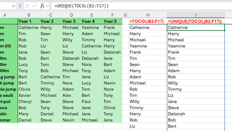 How to Use the TOCOL and TOROW Functions in Microsoft Excel