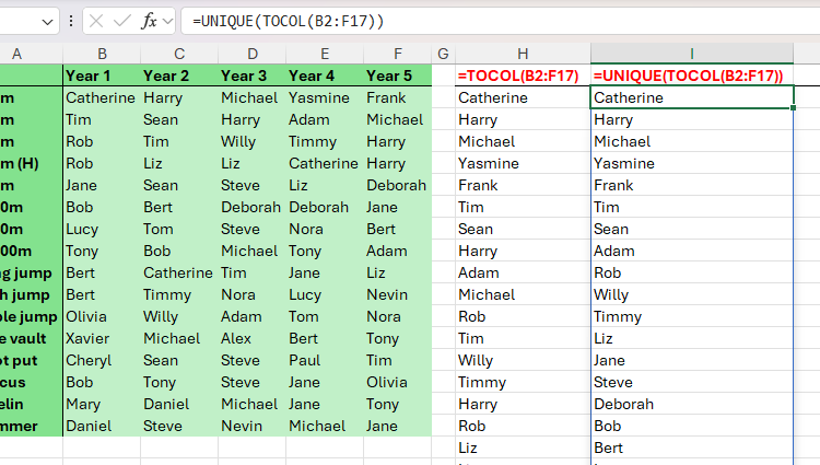 How to Use the TOCOL and TOROW Functions in Microsoft Excel
