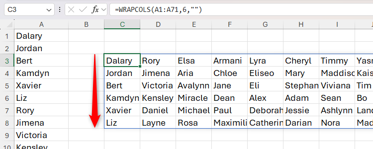 How to Use the WRAPCOLS and WRAPROWS Functions in Microsoft Excel